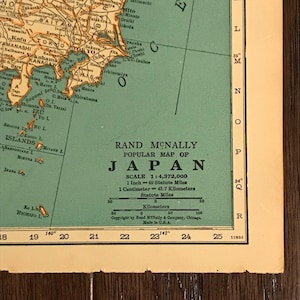 2-sided 1935 Original Map, Japan / India, Ready to Frame, Geography ...