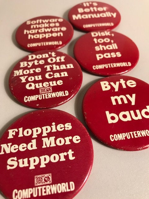 8 Computer World Vintage Pinback Buttons 8 Metal Buttons | Etsy