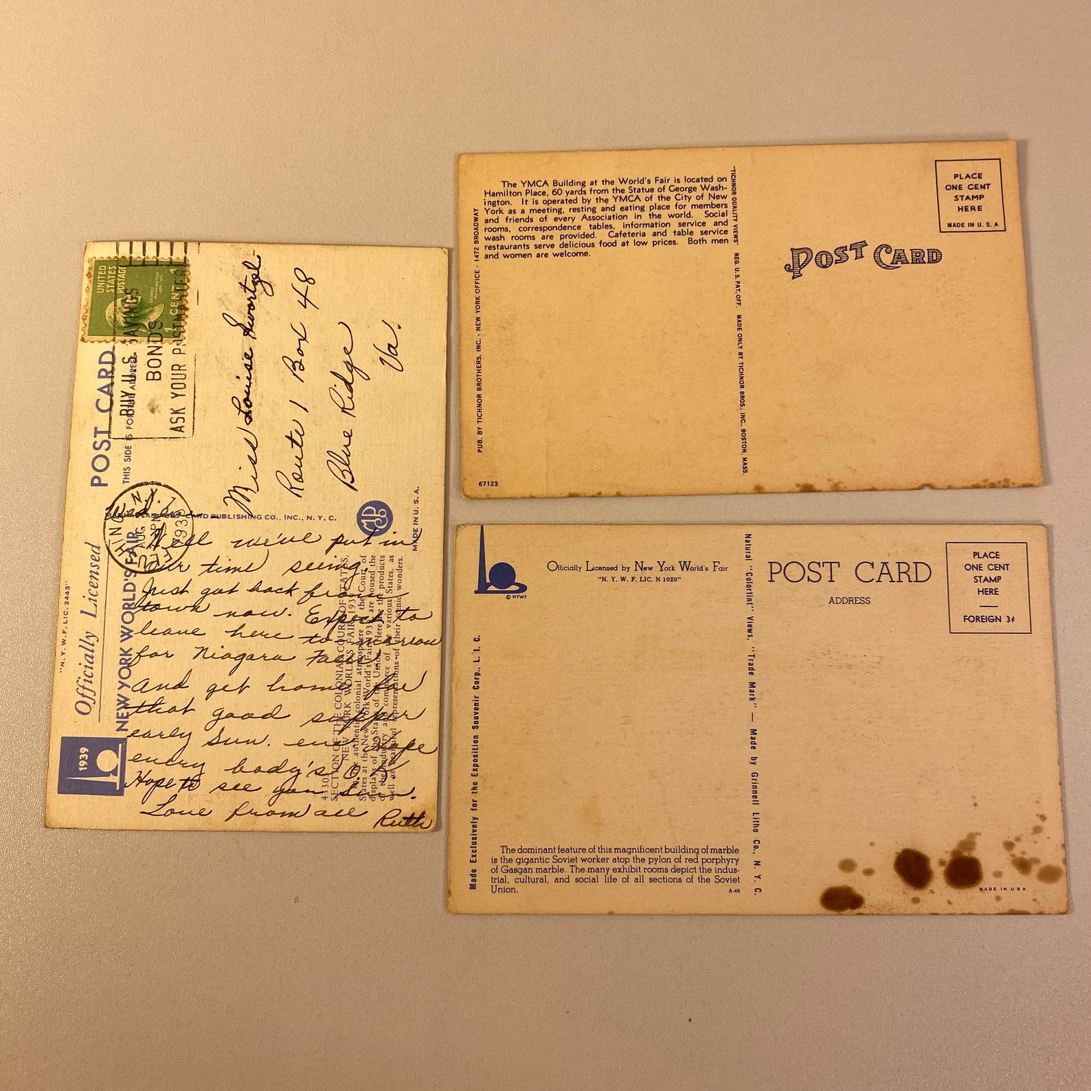 23 Old 1939 NY Worlds Fair Postcards, Old Souvenir New York World's ...