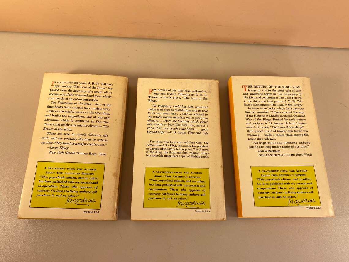1967 LOTR White Triptych Trilogy Paperback Book Box Set J. R. - Etsy