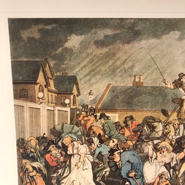 A Sudden Squall in Hyde Park by Thomas Rowlandson Printed in | Etsy