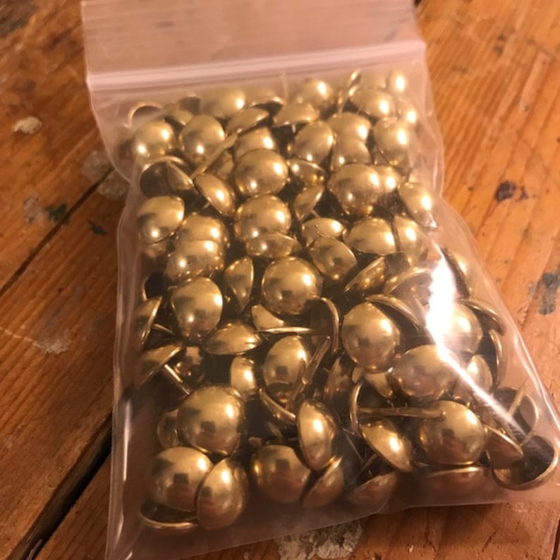 Qty: 150 Brass Plated Decorative Nails, Upholstery Hardware, 1/2 Inch ...
