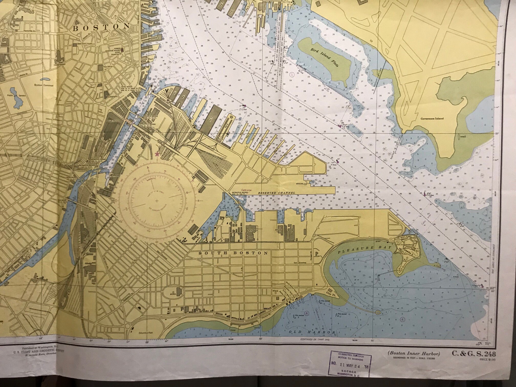 Boston Inner Harbor Massachusetts Navigational Chart | Etsy