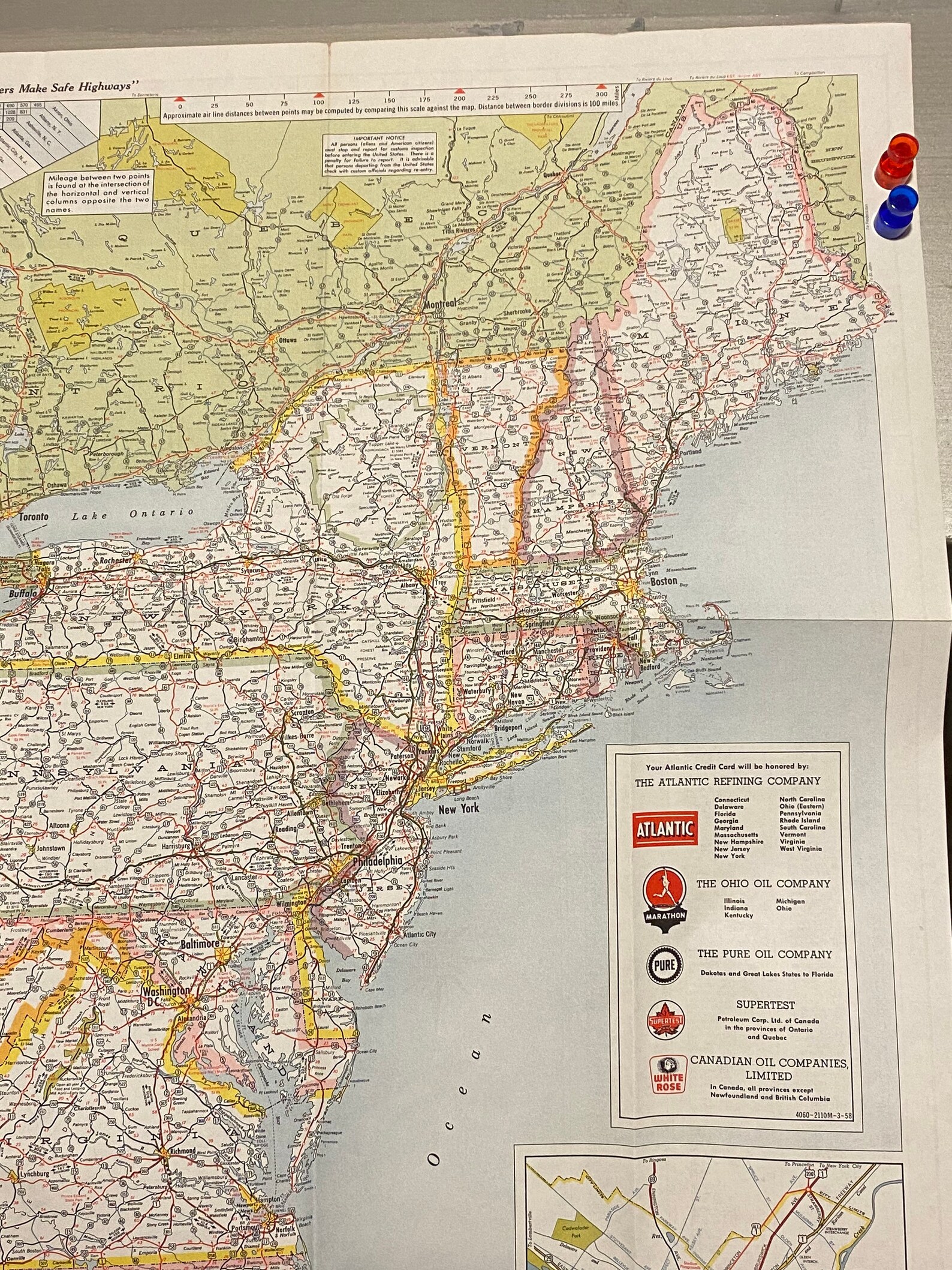 1950s Atlantic Premium Motor Oil Map New Jersey Travel Map - Etsy