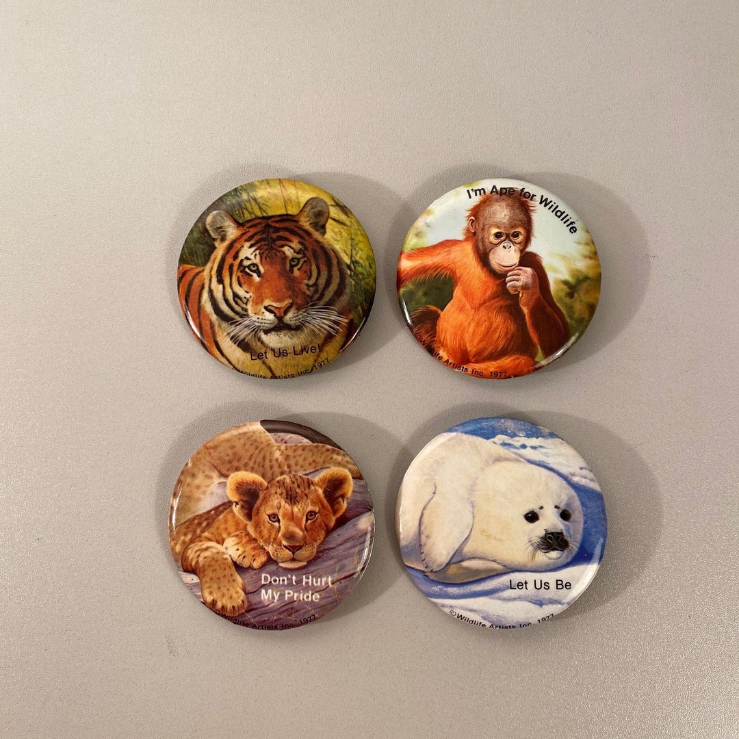 1977 Wildlife Artists Inc Pinback Buttons Vintage 70s Wild - Etsy