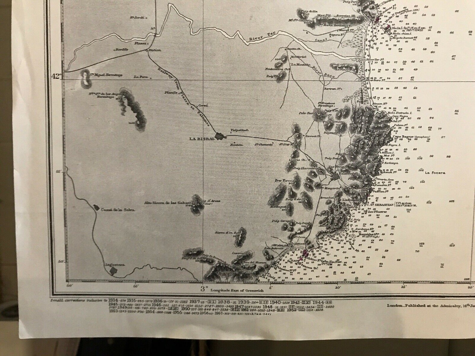South Coast France and Spain Navigational Chart Hydrographic | Etsy