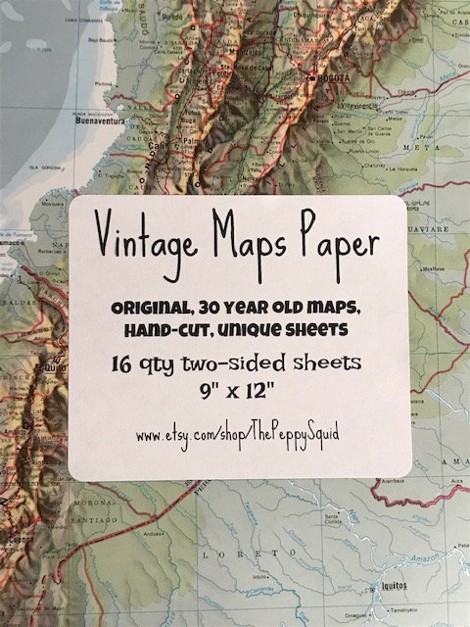 1980s, 9" X 12", 16 Pack Old Maps Paper, Two-sided, Vintage ...