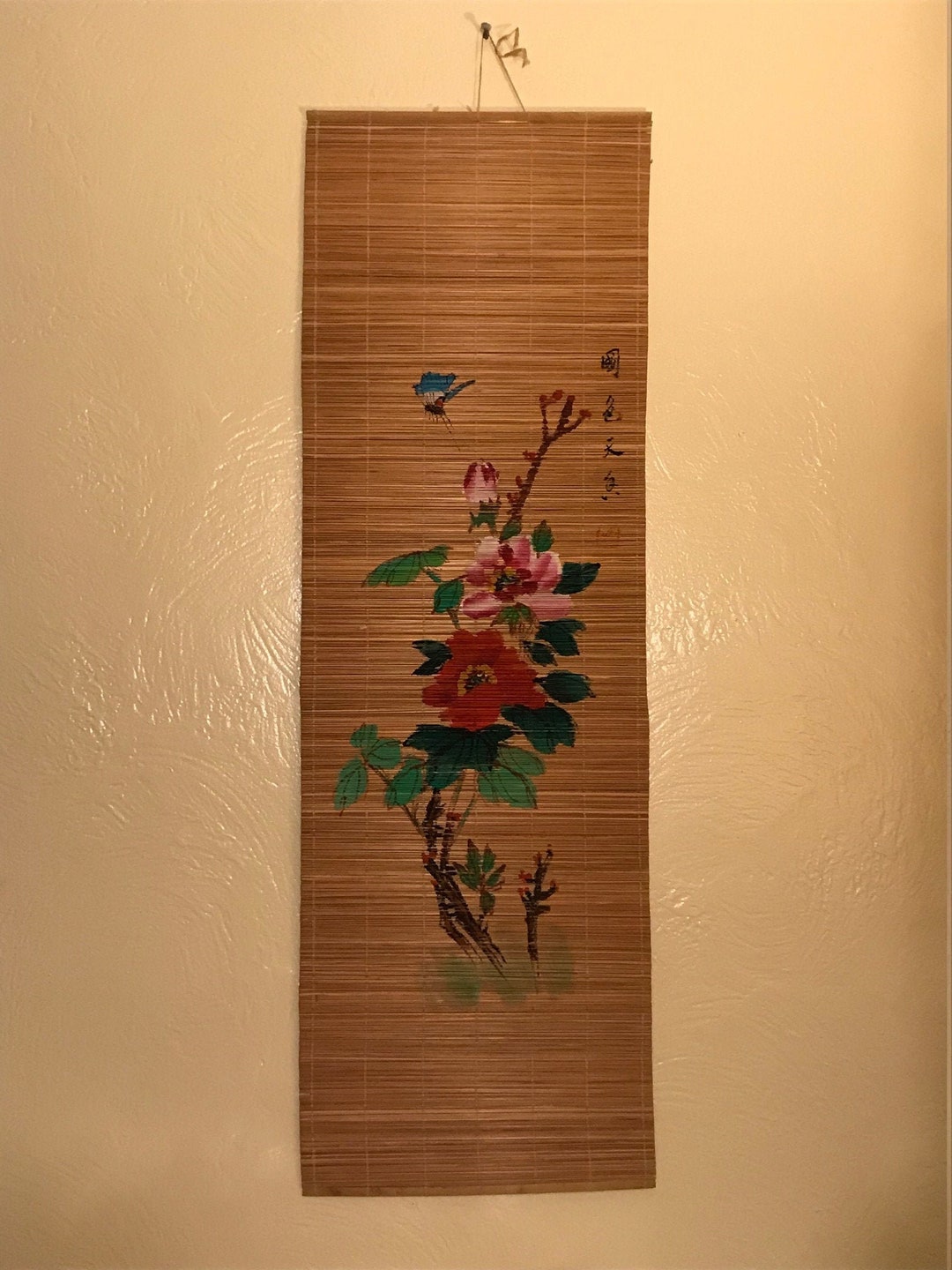 Asian Roll up Wall Art, Wooden Scroll Wall Hanging, Oriental Home Decor ...