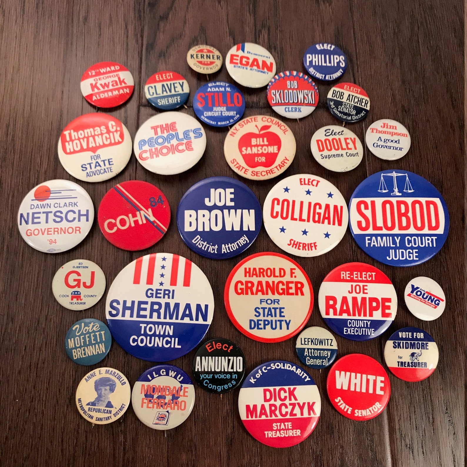 30 Red White Blue Political Pinback Buttons Vintage Kitschy | Etsy