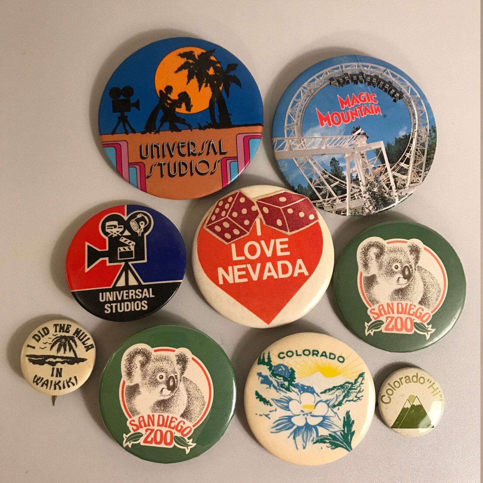 9 West USA Pinback Buttons 1980s Pins Old Cool 80s Flair CA - Etsy