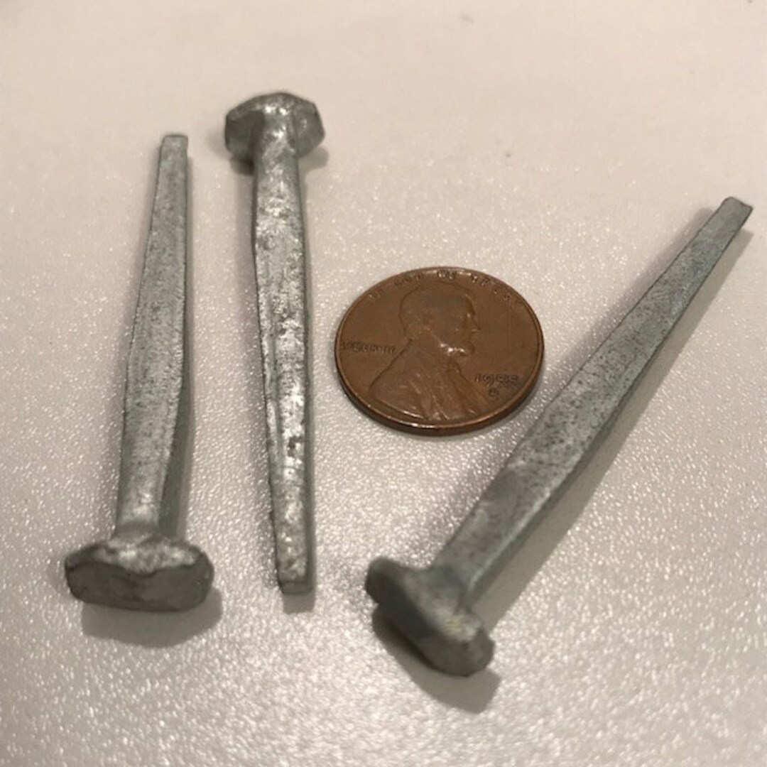 Qty (20) 2" Nails Outdoor Use, Hot Dip Galvanized Steel Cut Wrought ...