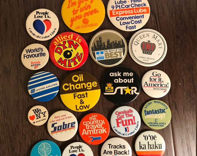 20 Transportation Travel Pinback Buttons, 1980s Pins Old Cool 80s Flair ...
