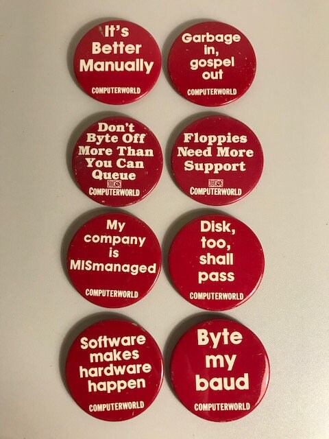 8 Computer World Vintage Pinback Buttons 8 Metal Buttons | Etsy