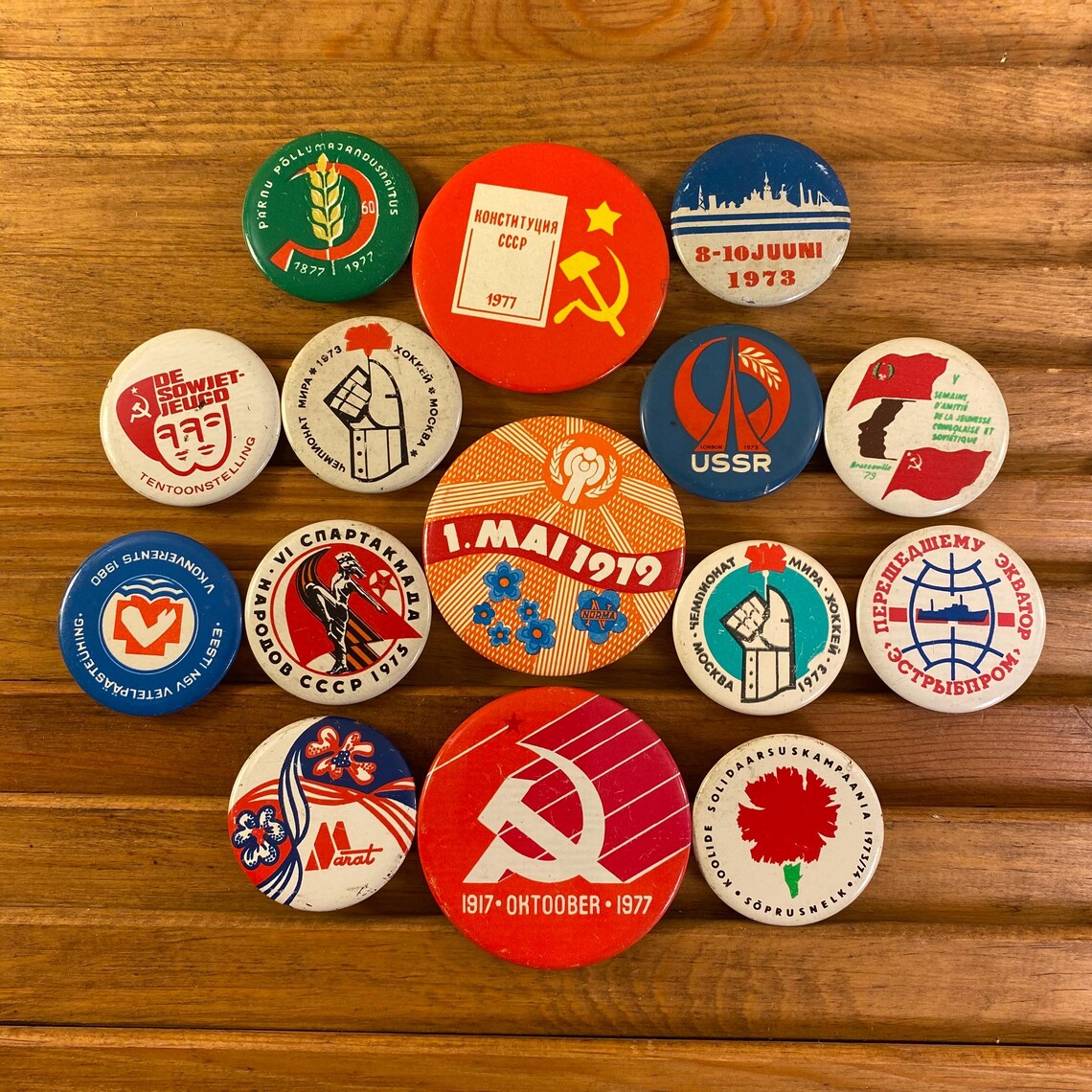 15 Qty USSR National Pride Celebration Pins, May Day Button, 1970s ...