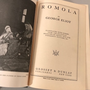 1920s Romola by George Eliot, Photoplay Edition, Hardcover With Dust ...