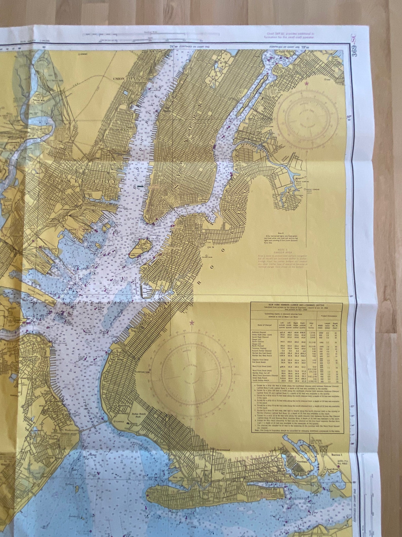 1966 New York Harbor Nautical Chart 369–SC, Navigational Chart ...