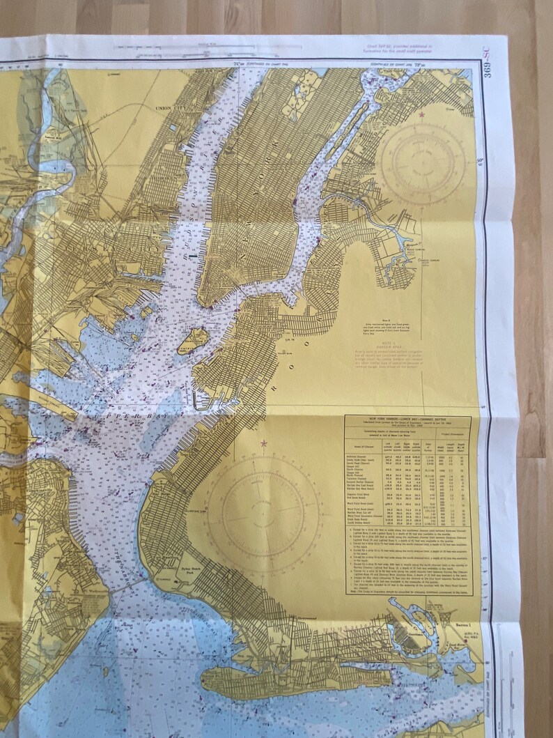 1966 New York Harbor Nautical Chart 369SC Navigational Chart - Etsy