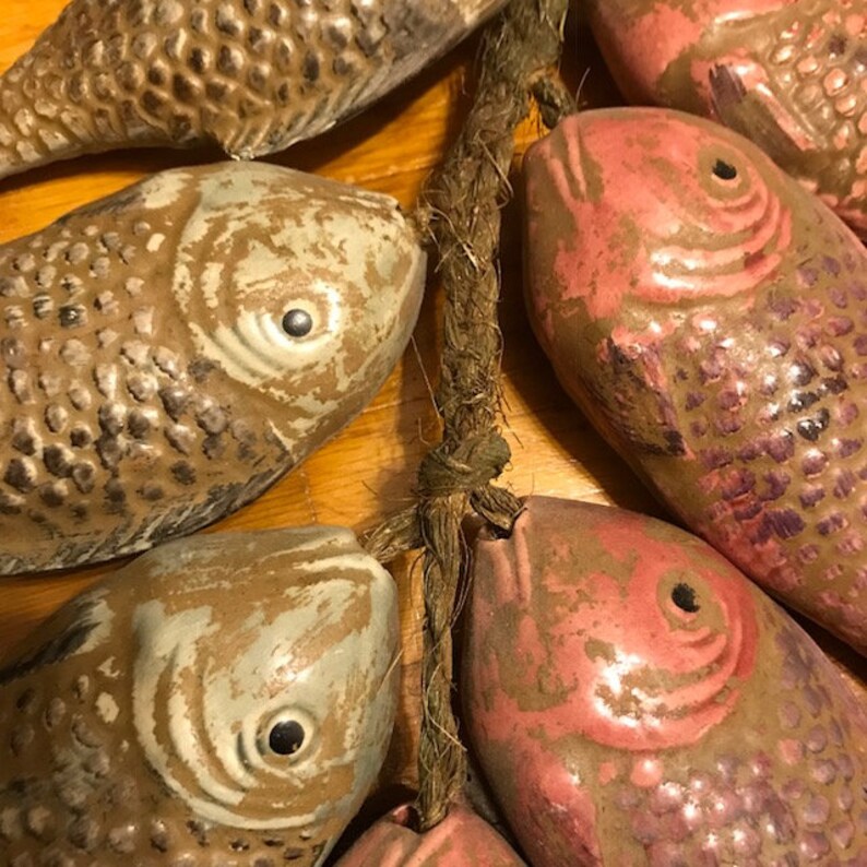 9 Large Ceramic Fish on a Rope Heavy Today's Catch | Etsy
