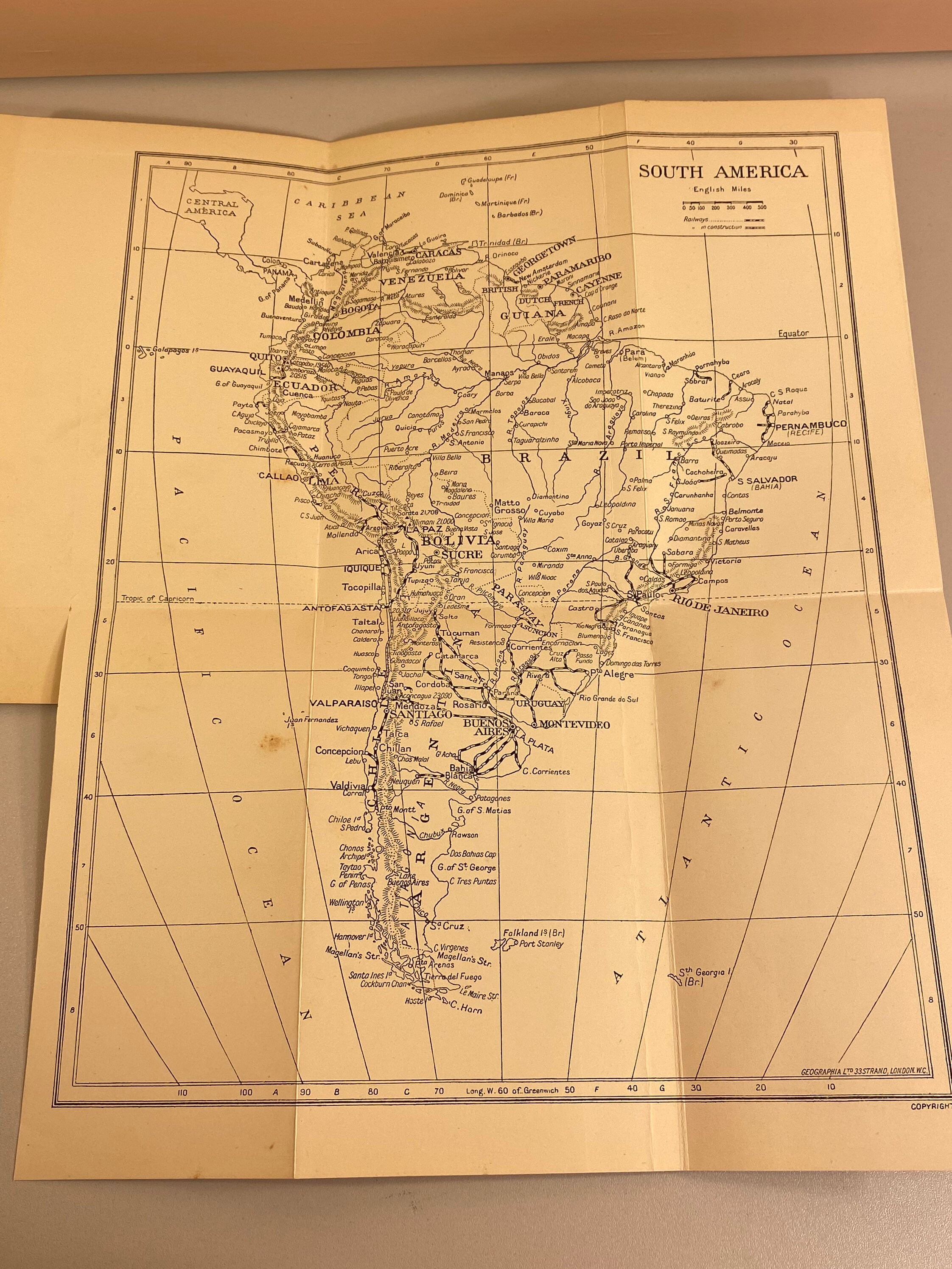 24 Maps and Illustrations, 1913 Hardcover Book Pages, Central and South ...