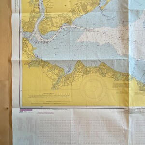 1966 New York Harbor Nautical Chart 369–SC, Navigational Chart Hydrographic Map, Ready to Frame ...