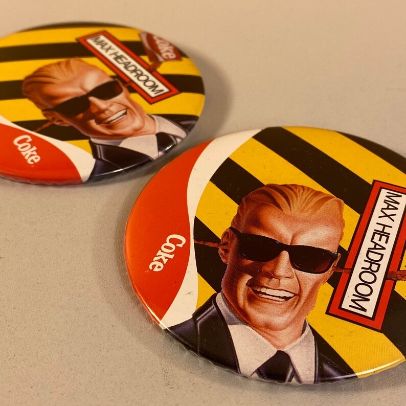 1986 Pinback Button, Max Headroom, Vintage 1980s Television Series Pin ...