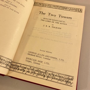 1972 Taiwan Edition, the Two Towers Hardcover Book, Rare Not for Export ...