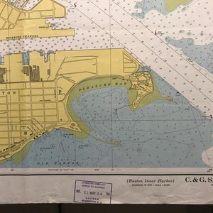 Boston Inner Harbor Massachusetts Navigational Chart Hydrographic Map ...