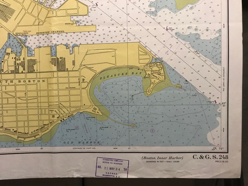 Boston Inner Harbor Massachusetts Navigational Chart - Etsy