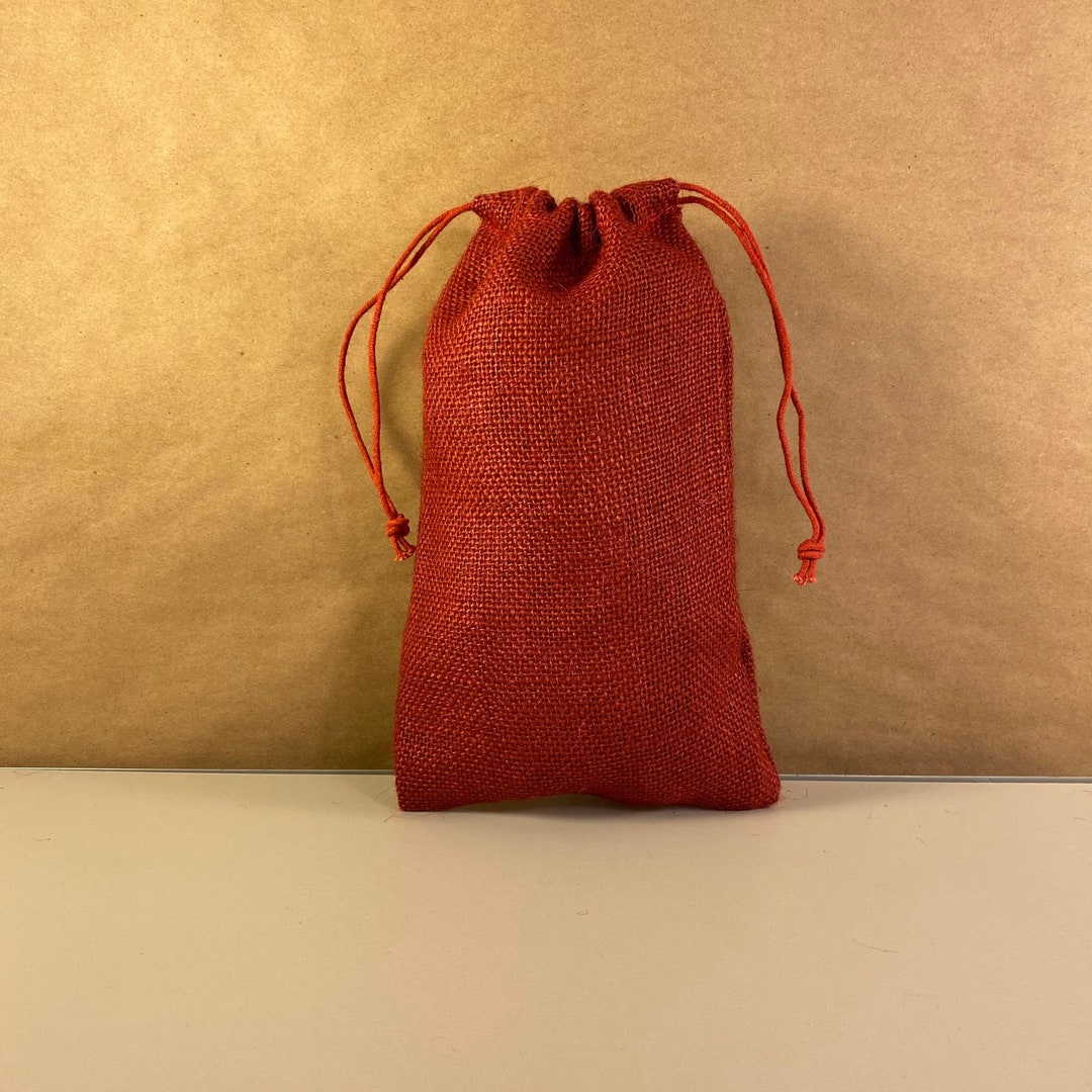 6 Pack 6 X 10 Dark Red Jute Bags With Drawstring Closure, Small and ...