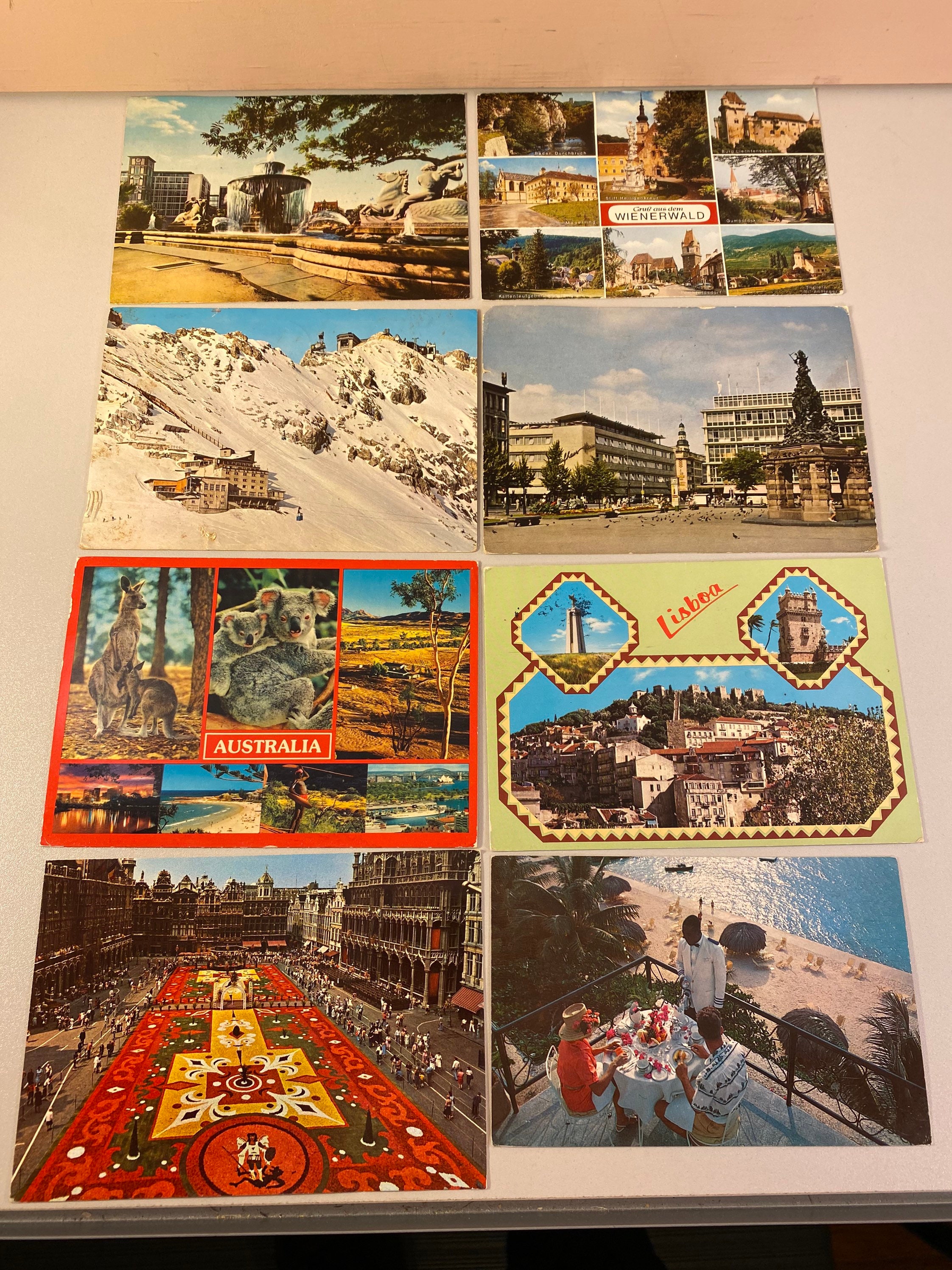 20 Old Misc Foreign Postcards, Old Souvenir Post Cards, 1930s - 1970s ...