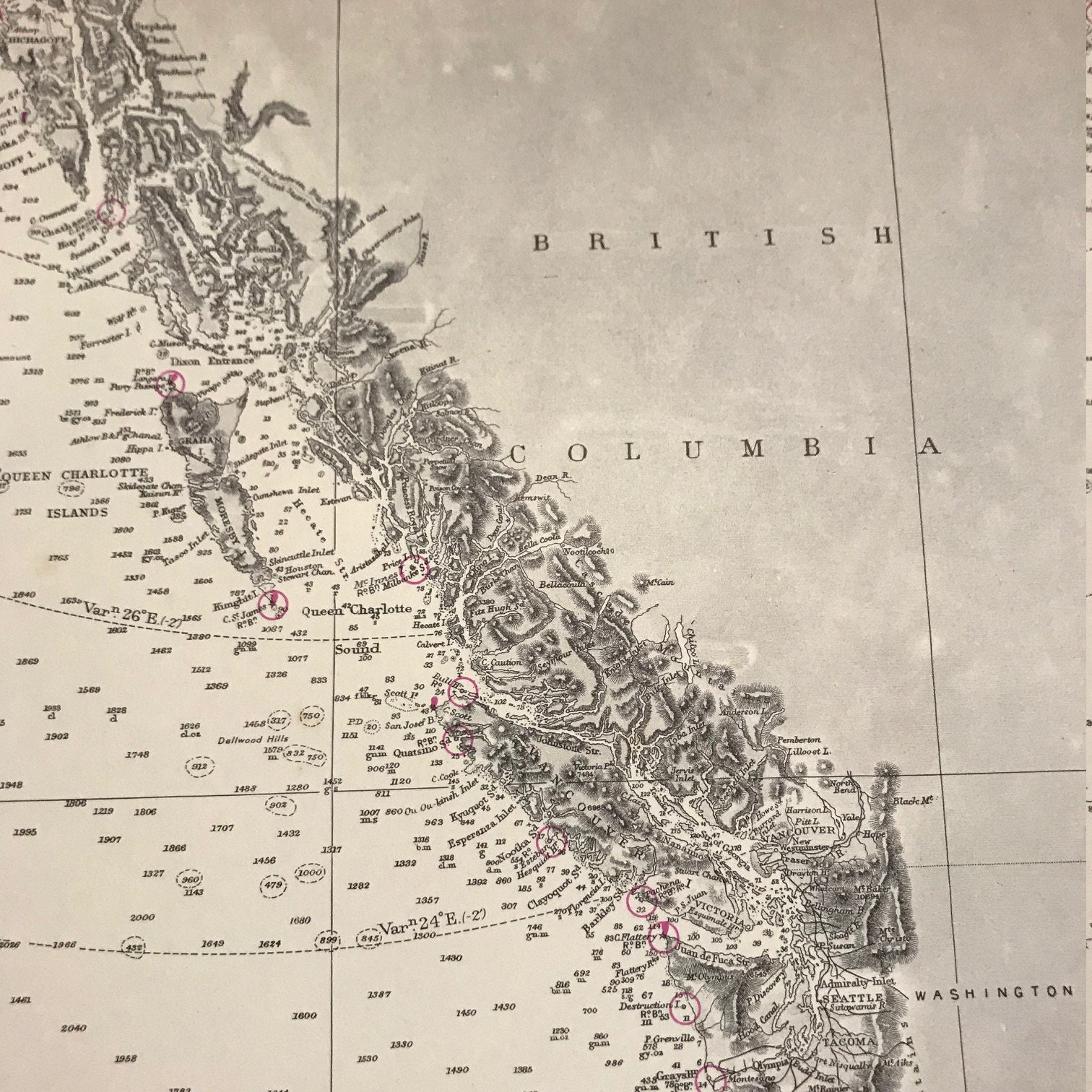 Alaska to Mexico America West Coast Navigational Chart Hydrographic Map ...