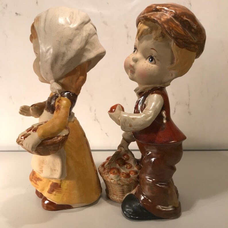 Japanese Hummel Style, Made in Japan, Country Boy and Girl, Basket of ...