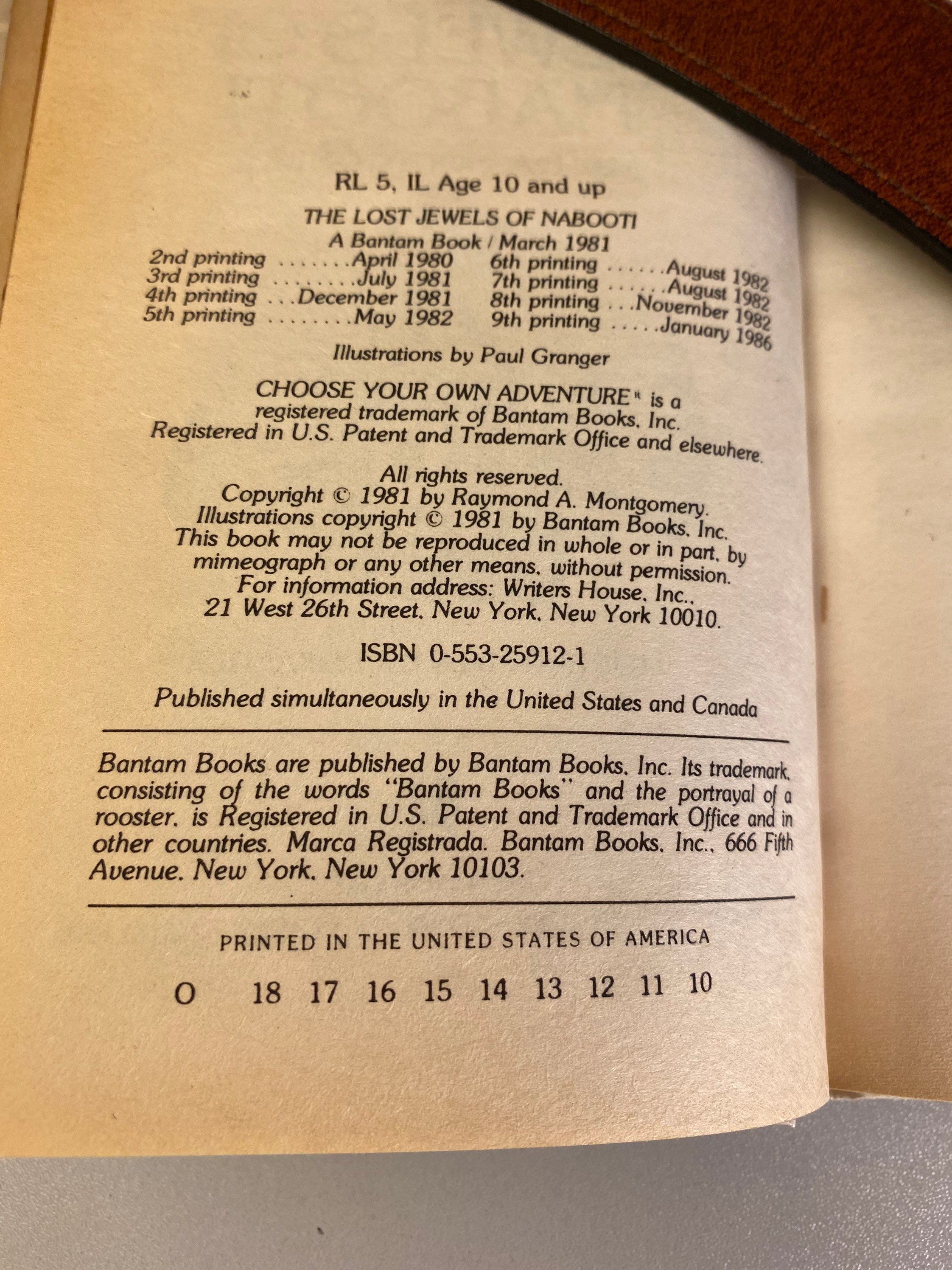 1981 the Lost Jewels of Nabooti #10, Hardcover Choose Your Own ...