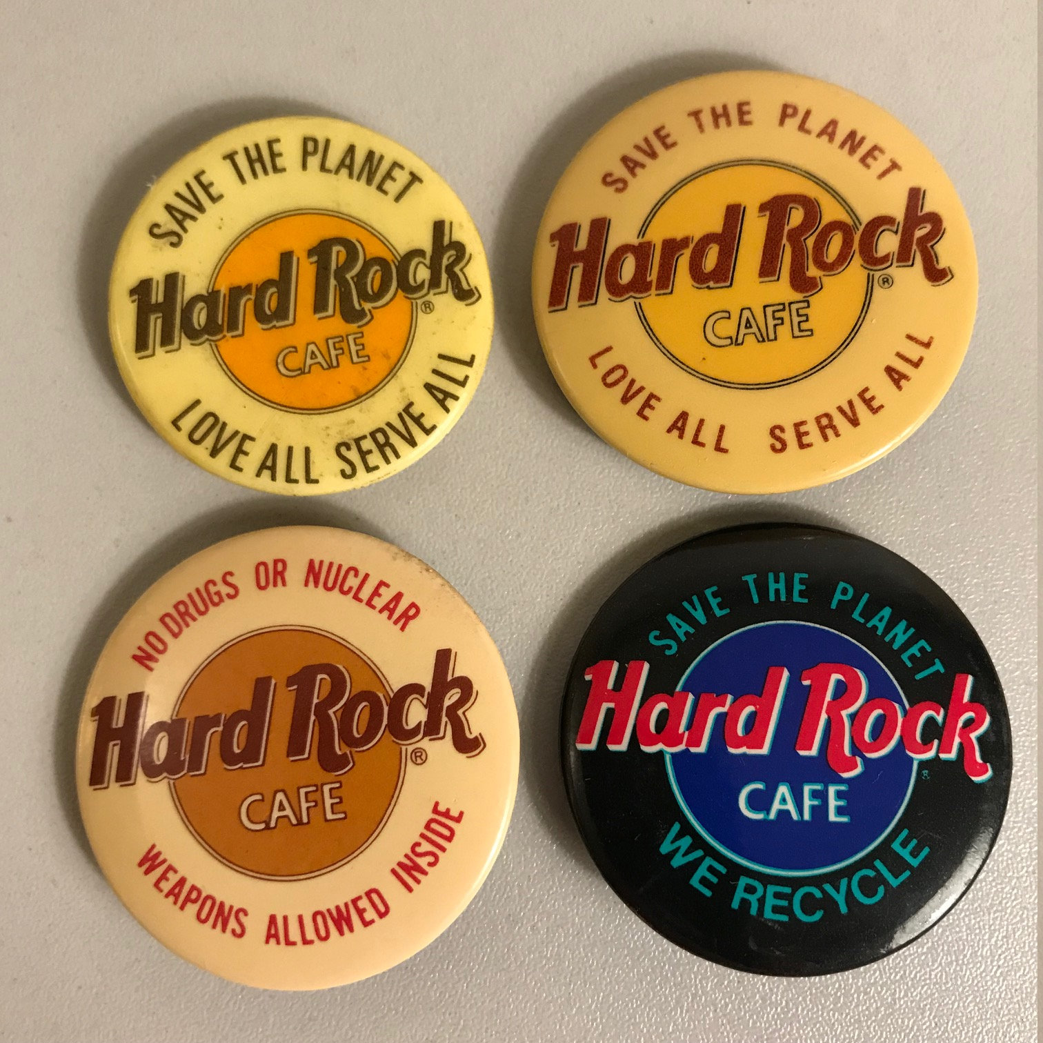 4 Hard Rock Cafe Pinback Buttons Vintage Save the Planet | Etsy