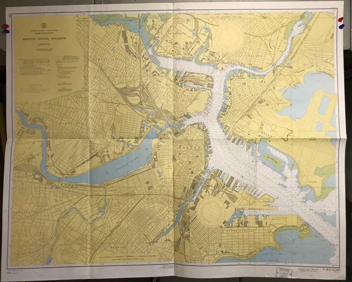 Boston Inner Harbor Massachusetts Navigational Chart - Etsy