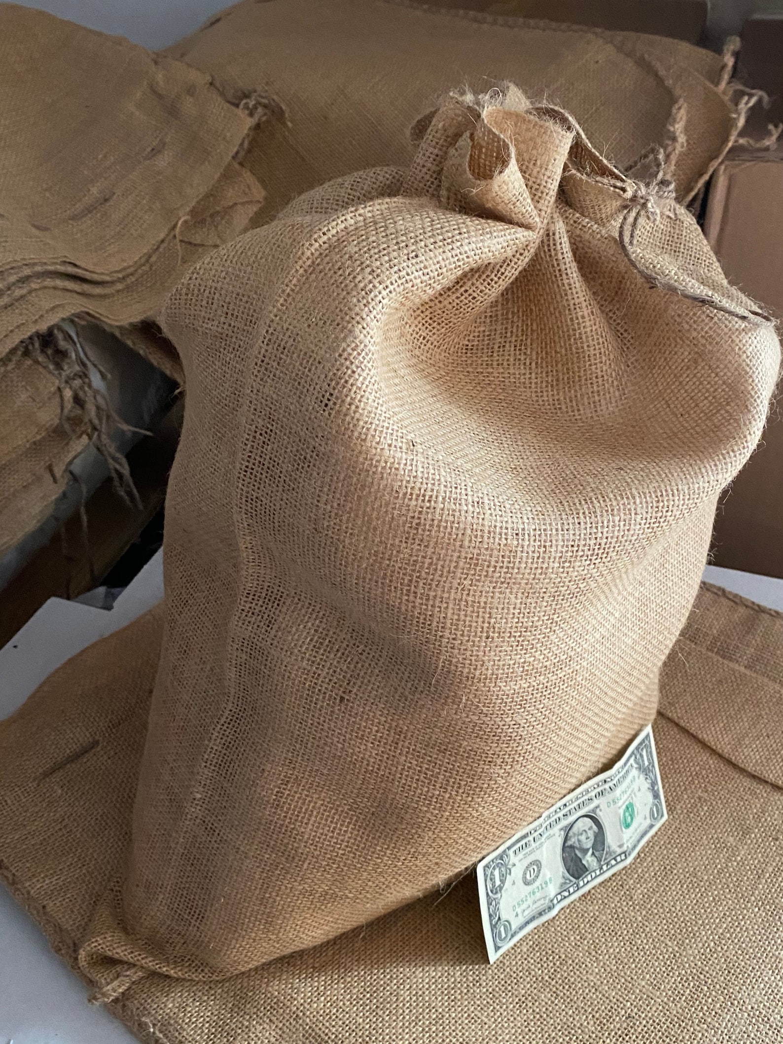 6 Pack 18 X 24 Burlap Bags With Drawstring Closure, Extra Large Sized ...