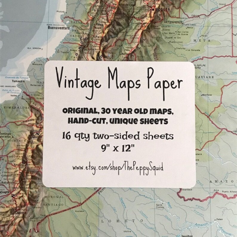 1980s, 9" X 12", 16 Pack Old Maps Paper, Two-sided, Vintage ...
