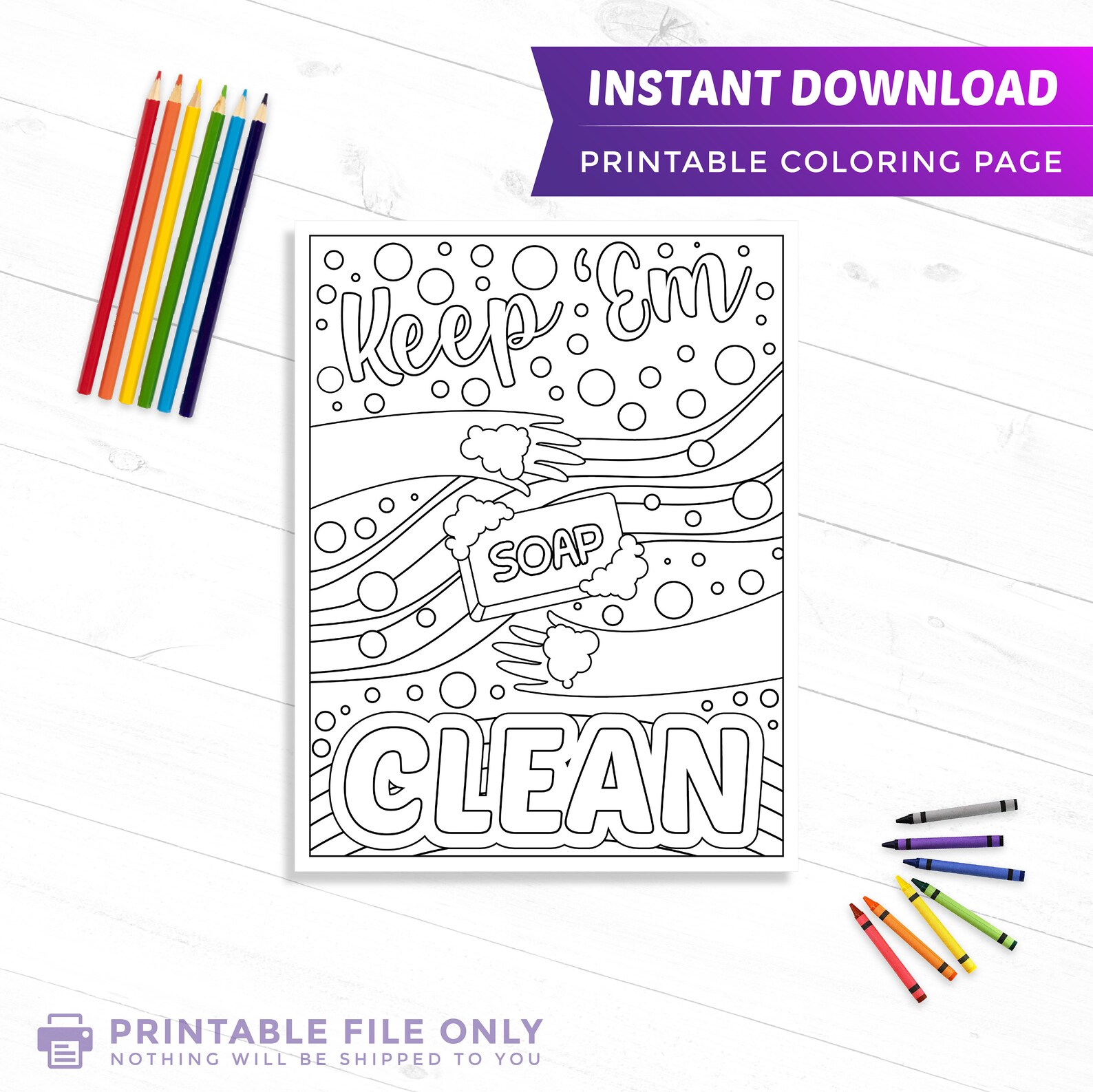 Quarantine Hygiene Coloring Printable Instant Digital | Etsy