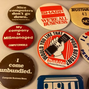 20 Computer Electronic Phone Pager Metal Pinback Buttons, Vintage Pun ...