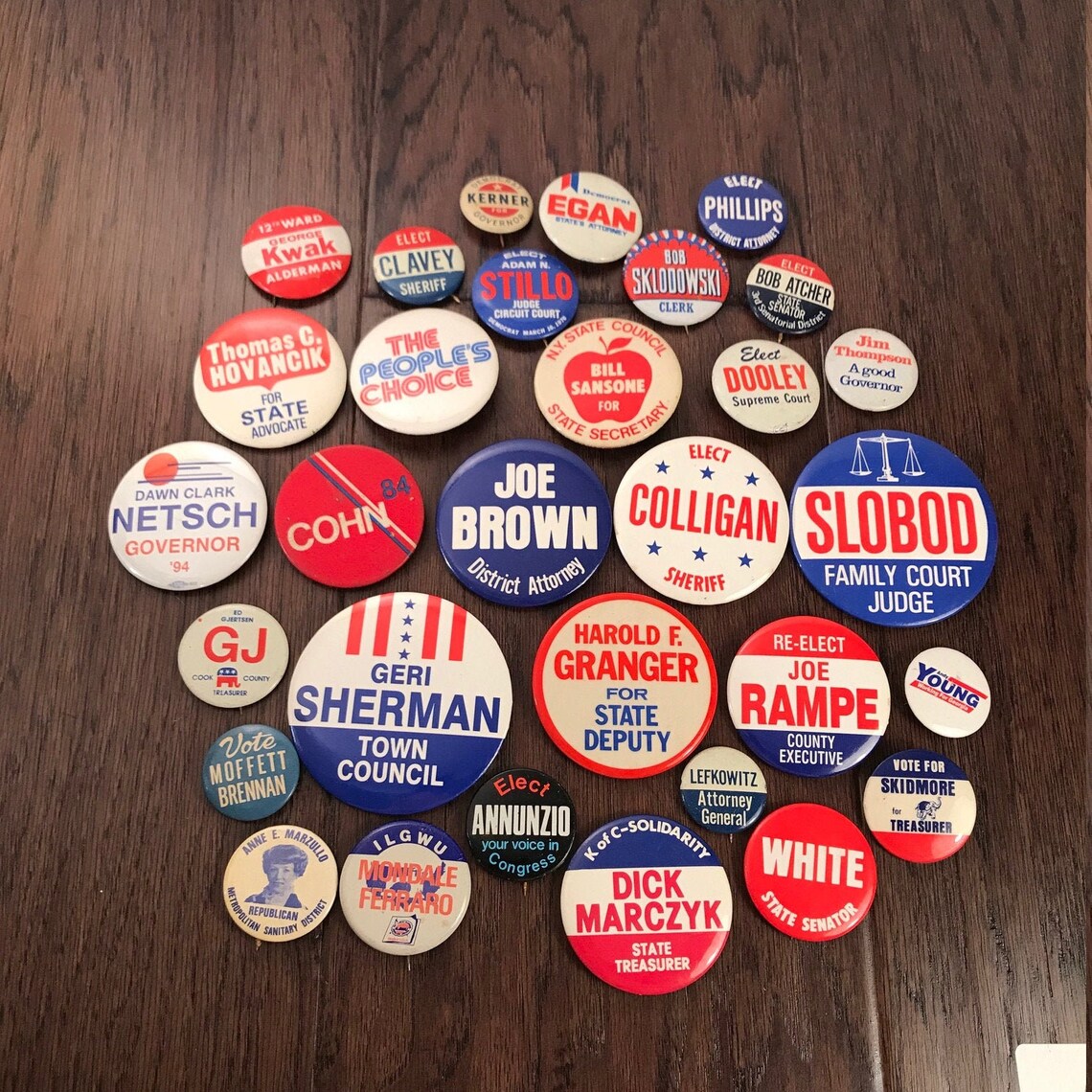 30 Red White Blue Political Pinback Buttons Vintage Kitschy | Etsy