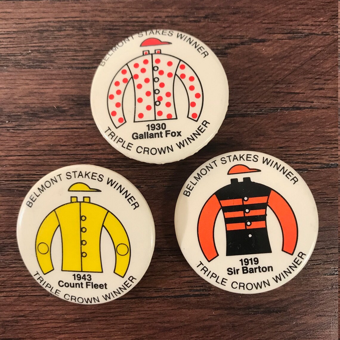 Three Triple Crown Winner Pinback Buttons 1980s Pins Cool - Etsy