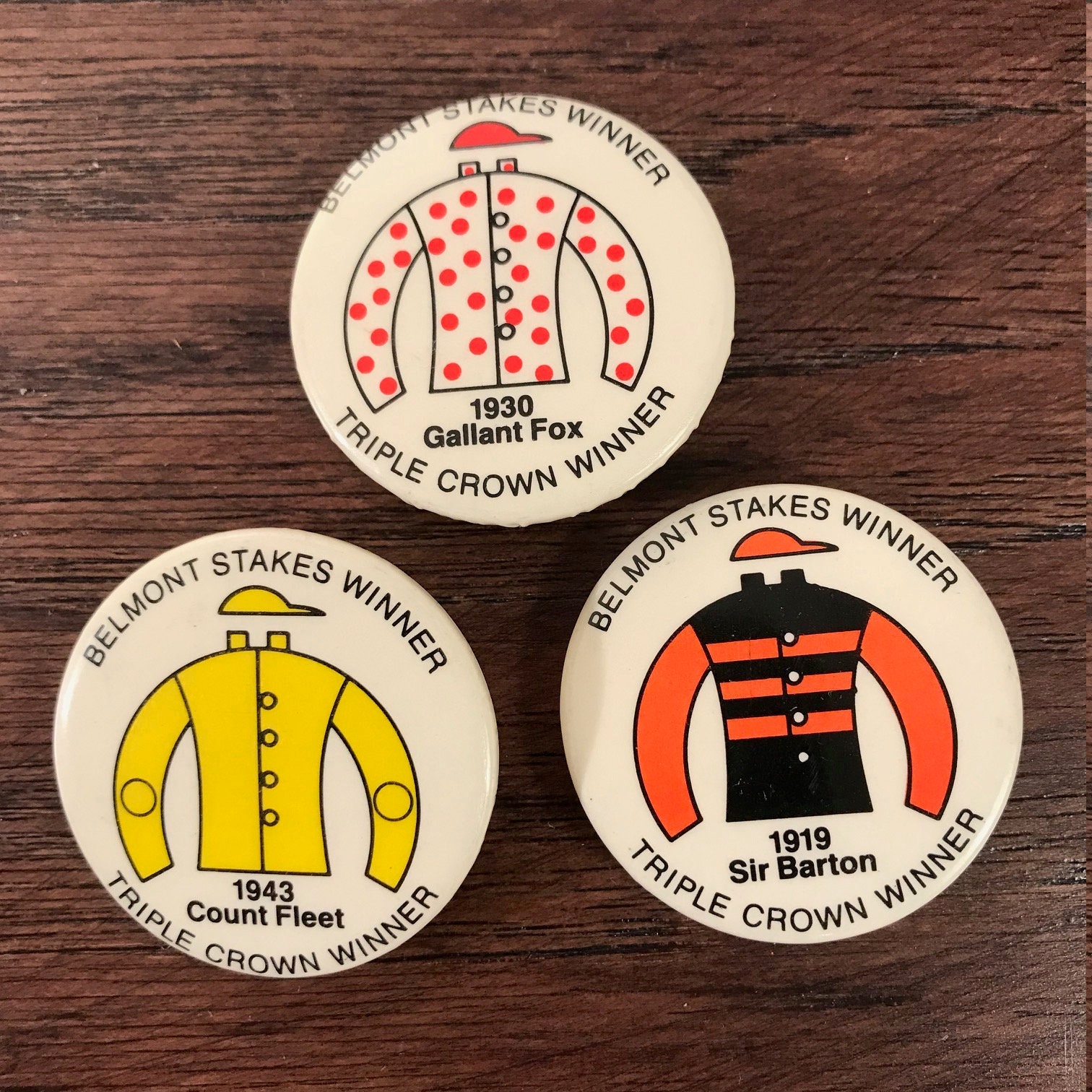 Three Triple Crown Winner Pinback Buttons 1980s Pins Cool - Etsy