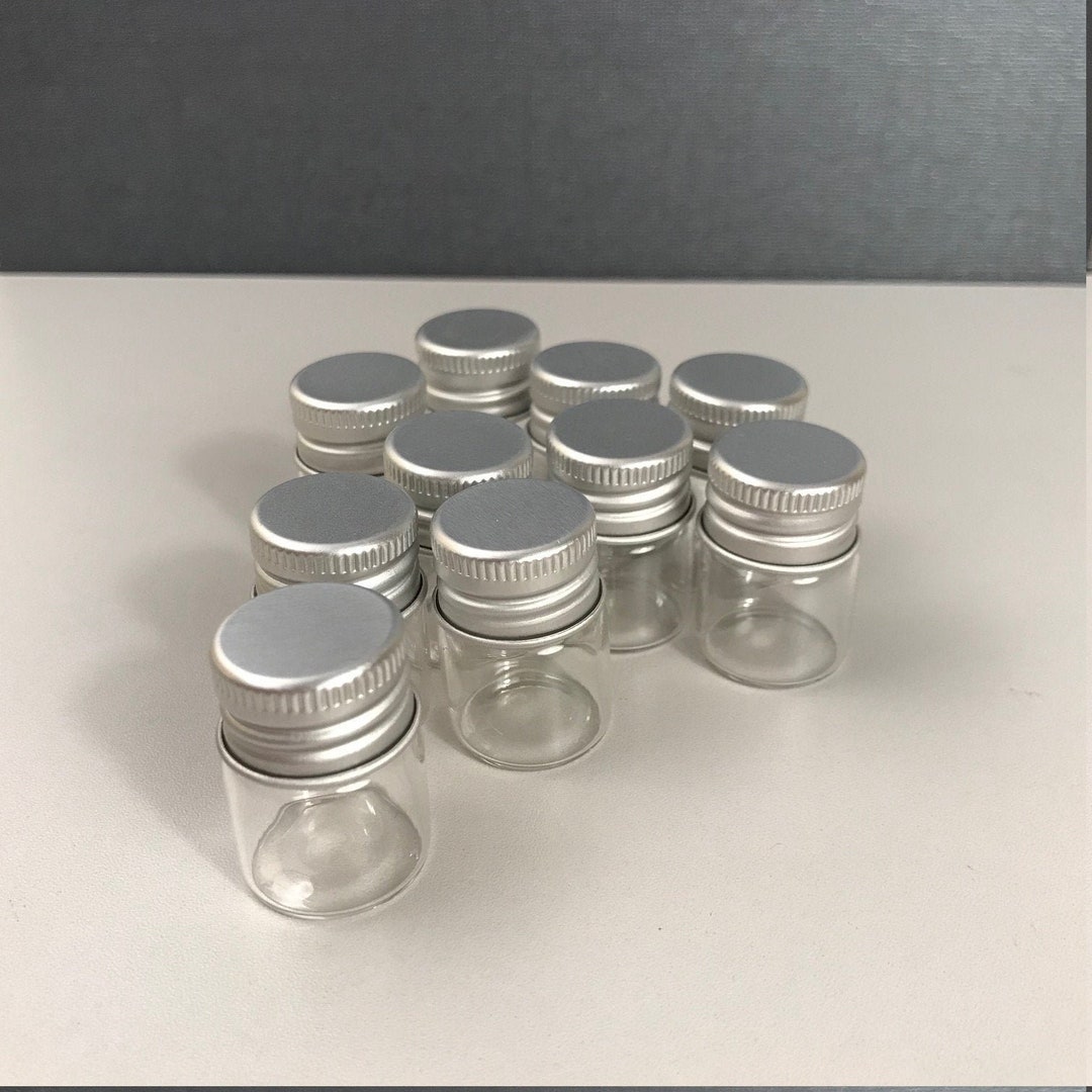 10 Pack 5ml Glass Stash Jars With Lids, 5 Milliliters (.17 Fl Oz), High ...