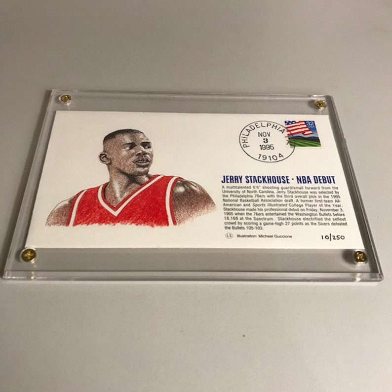 UNC Tarheels, Philadelphia 76ers, Jerry Stackhouse 1995 Sports Cachet ...