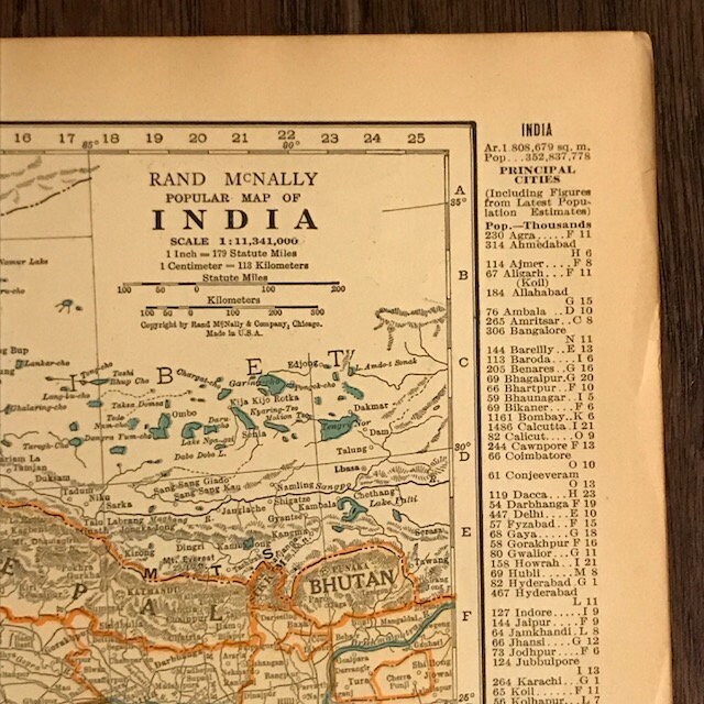 2-sided 1935 Original Map Japan / India Ready to Frame - Etsy