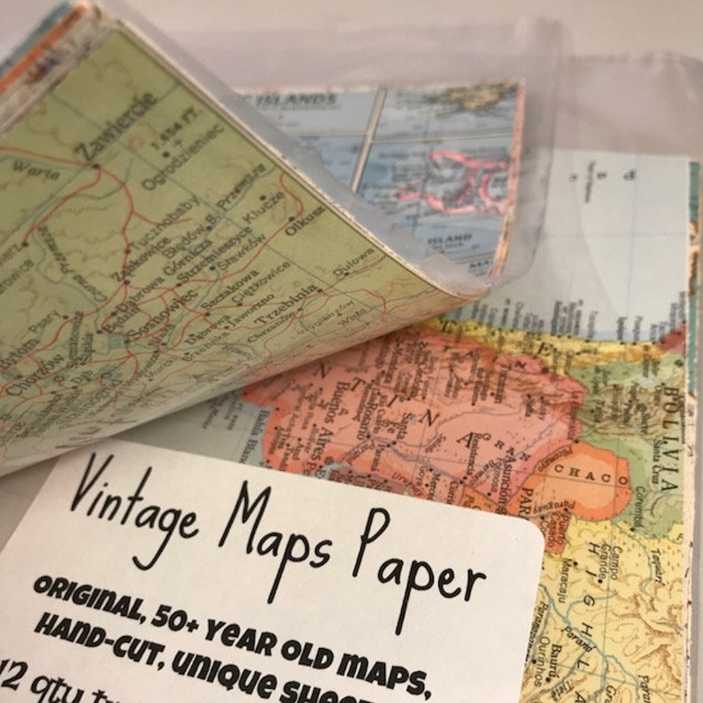 1930s - 1960s, 5.8" X 8.3" (ISO A5 Size), 12 Pack, Old Maps Paper, Two ...