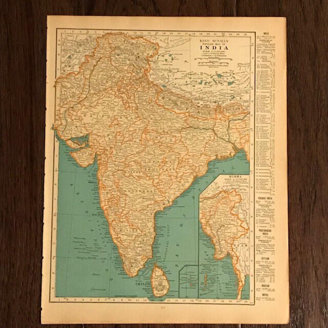 2-sided 1935 Original Map Japan / India Ready to Frame - Etsy