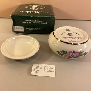 Queen Elizabeth Prinknash Abbey Pottery Covered Trinket Dish, Gold ...