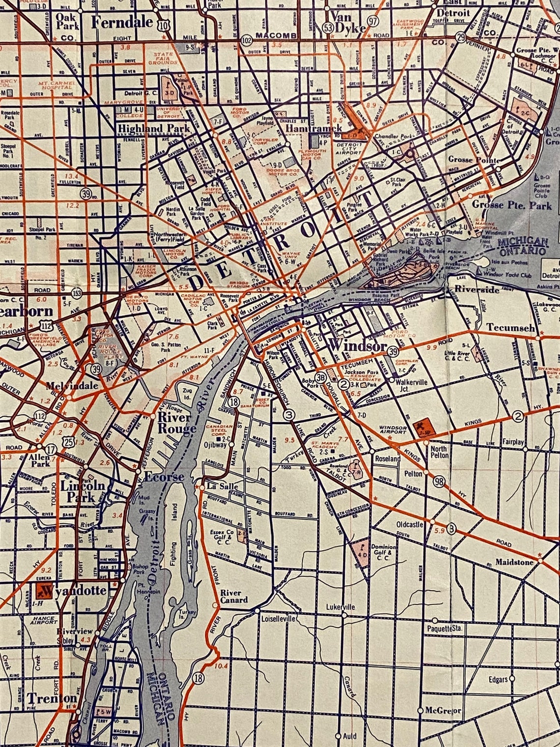 1950s Standard Oil Company Map Detroit Travel Map Folding - Etsy