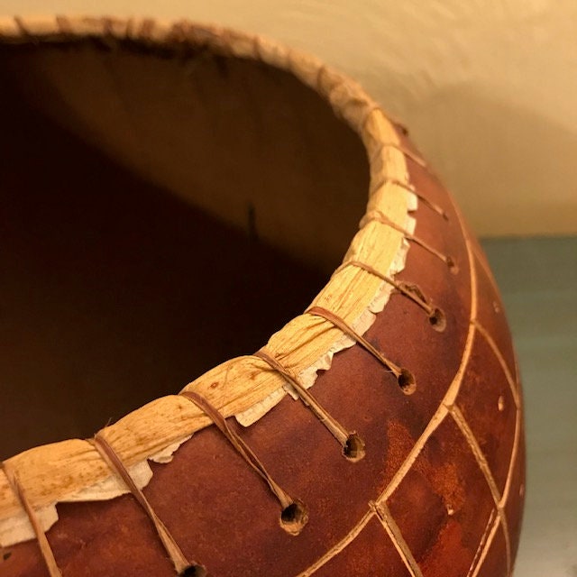 Gourd Basket Large Hand Made Basket Hollowed Dried Lined | Etsy